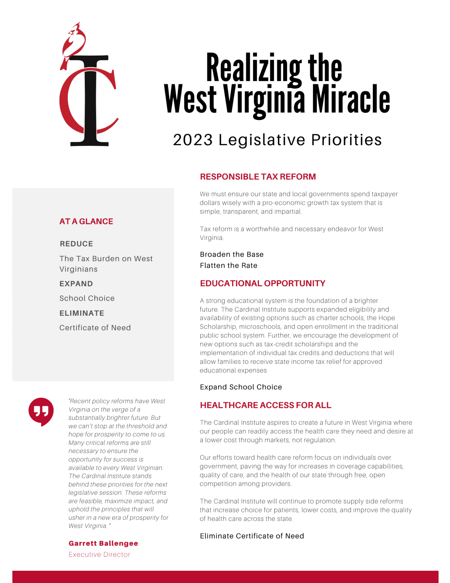 Legislative Priorities for 2023 - Cardinal Institute
