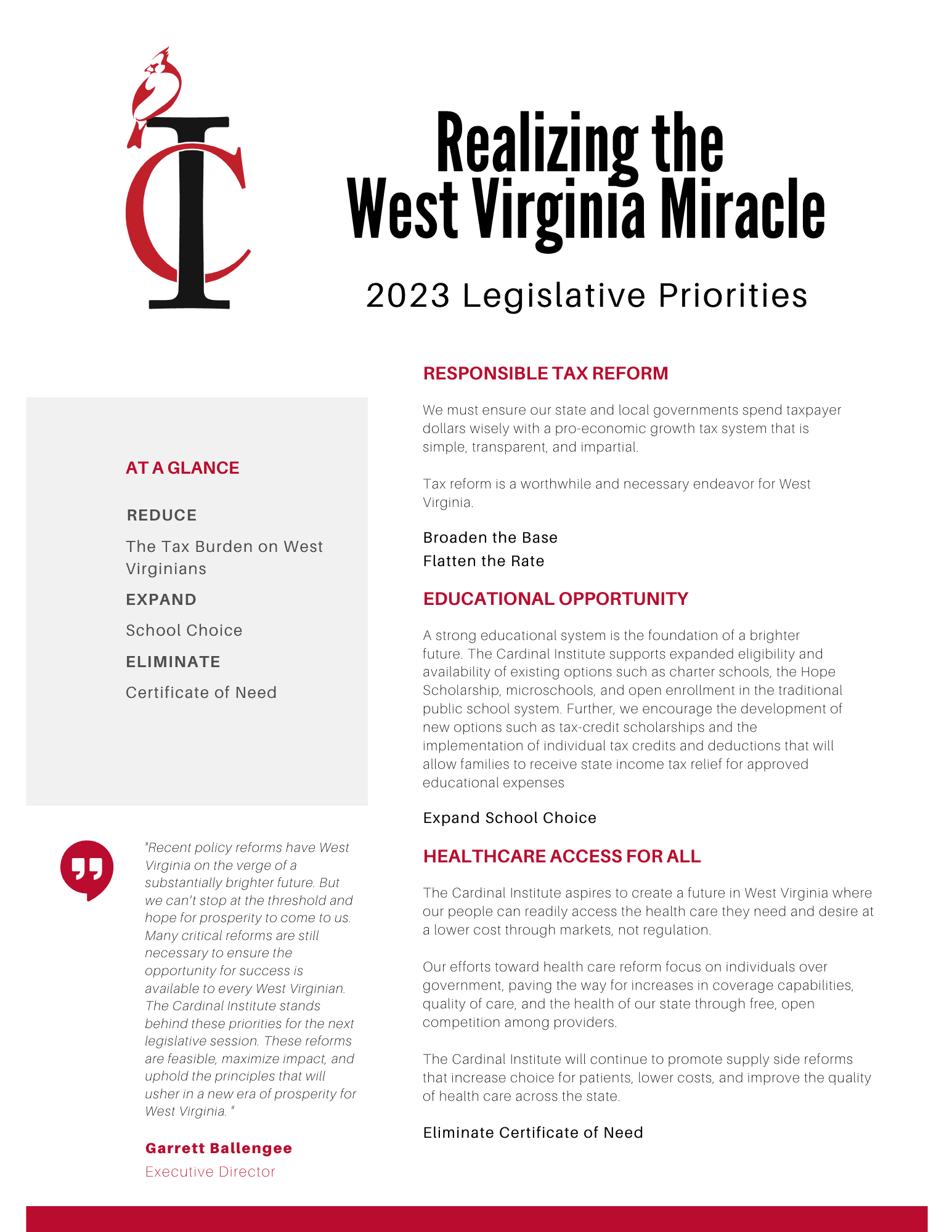 Legislative Priorities for 2023 - Cardinal Institute