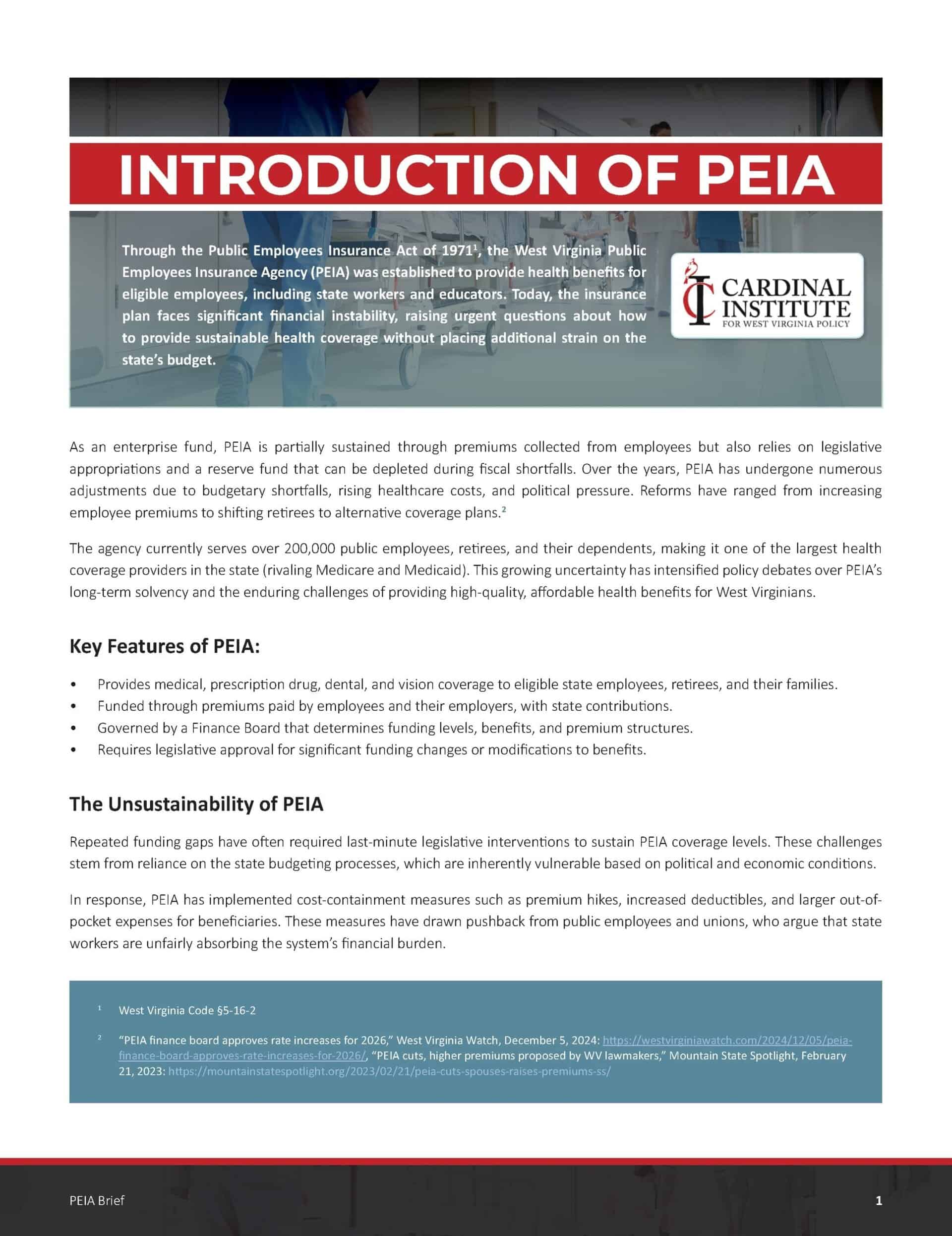 Policy Brief: Free Market Reforms for PEIA - Cardinal Institute